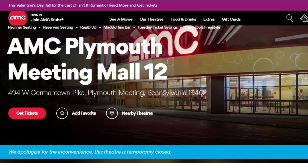 AMC Plymouth Meeting Mall 12 Temporarily Closed - MoreThanTheCurve