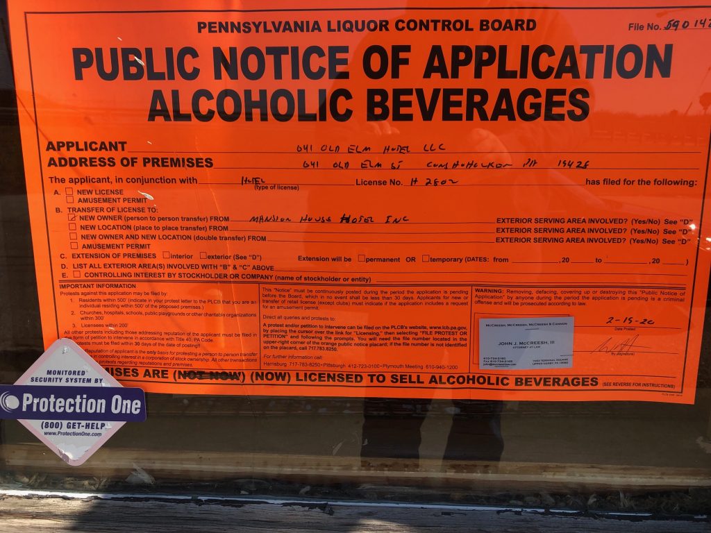 Pending liquor license transfer at Mansion House - MoreThanTheCurve