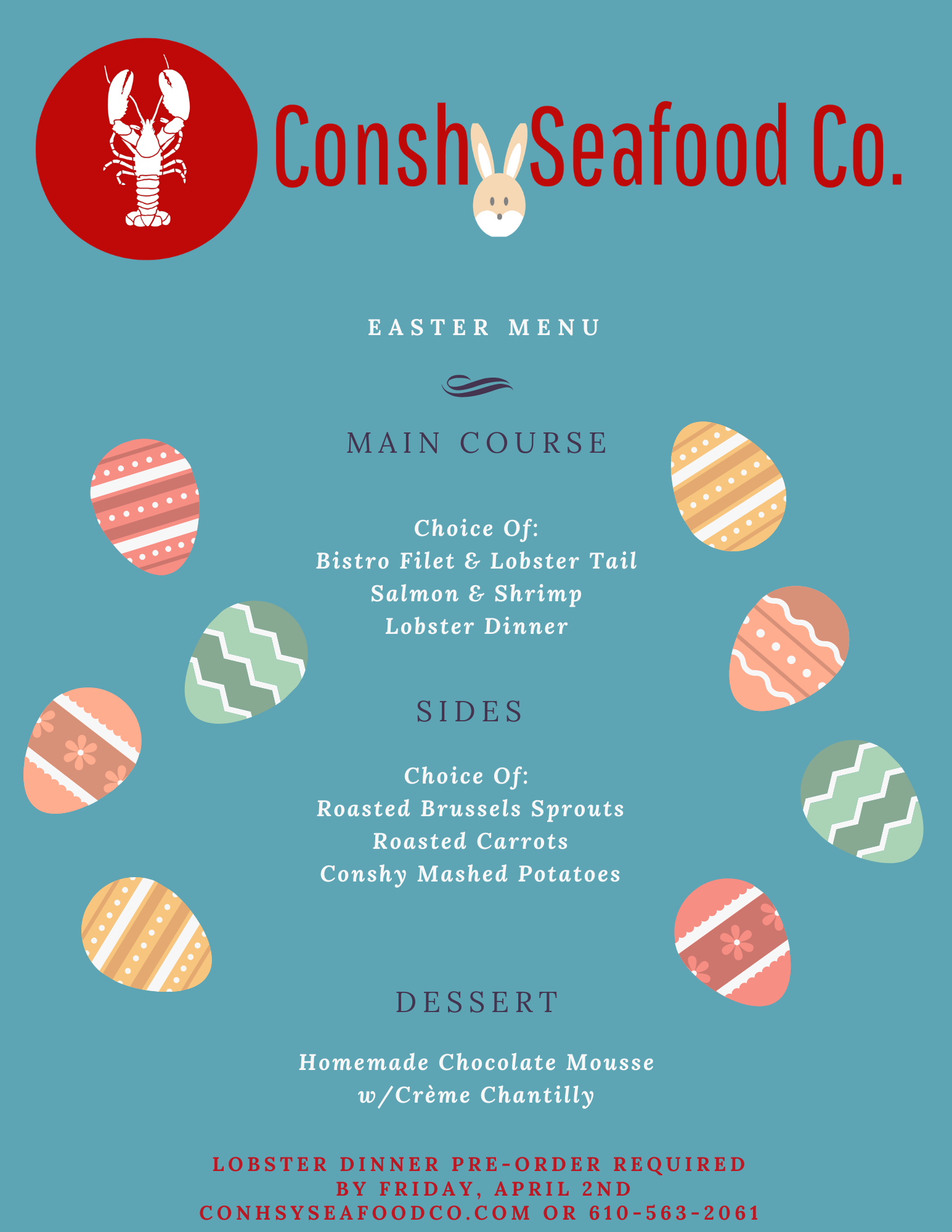 Easter menu from Conshy Seafood Company - MoreThanTheCurve