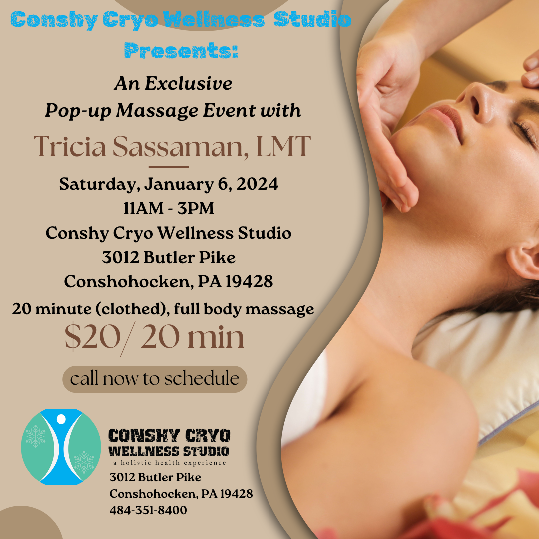 Conshy Cryo Wellness Studio has holiday specials and an upcoming pop-up massage event ...