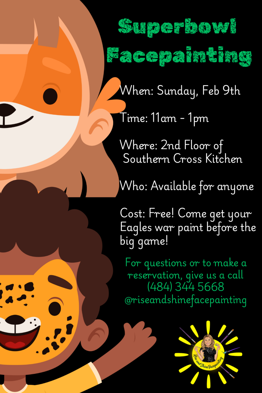 Free face painting at Southern Cross Kitchen for the big game ...